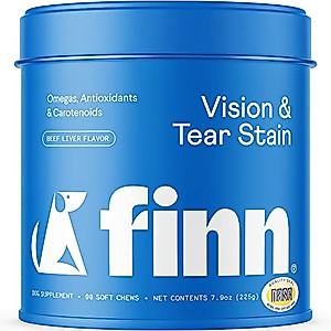 Finn Vision & Tear Stain Support for Dogs - Lutein, Beta-Carotene, and Tear Stain Defense