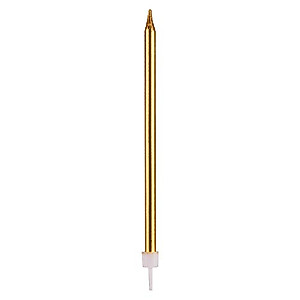 Pfizermay 24 Count Metallic Birthday Candles in Holders Gold Tall Birthday Cake Candles Long Thin Cupcake Candles for Birthday Wedding Party Decoration (Gold)