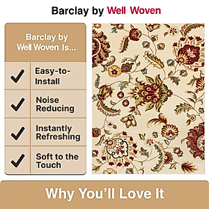 Well Woven Barclay Collection Ashley Oriental Ivory 2x7 Runner Rug - for Hallways, Kitchens, and Entryways