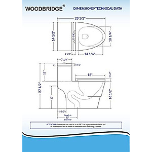 WOODBRIDGEE One Piece Toilet with Soft Closing Seat, Chair Height, 1.28 GPF Dual, Water Sensed, 1000 Gram MaP Flushing Score Toilet with Chrome Button T0001-CH, White