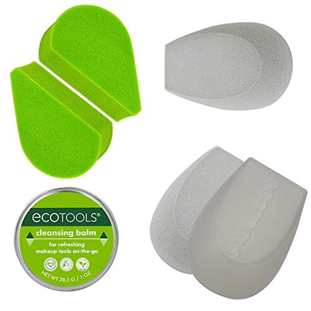 Ecotools Beauty Makeup Sponge Set, 4 Blenders, With Sponge and Brush Cleaner, Includes Travel Accessory Case