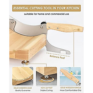 Moongiantgo Biltong Slicer Chinese Medicine Radiused Beef Jerky Cutter, 0-0.5” Adjustable Thickness, Wooden Base Herb Root Cutting Machine for Ginseng Antler Gastrodiae Maca Ganoderma