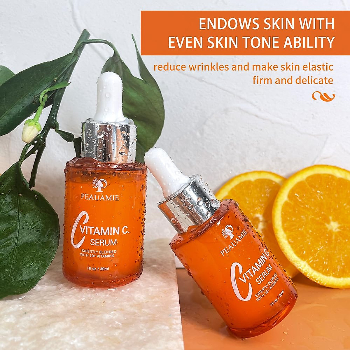 Peauamie Vitamin C Serum for Face Anti Aging with 2% Hyaluronic Acid and 1% Retinol Ferulic Acid,Moisturizer for Fine Lines and Wrinkles 1 fl oz