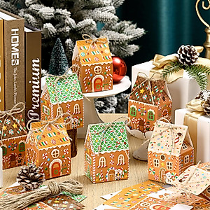 Zhanmai 48 Pcs Christmas Treat Boxes Candy Gingerbread House Mini Christmas Party Favor Box Small Paperboard Christmas Gift Boxes for Xmas Holiday Party Treat Cookie Goodie Snack Gift Packaging