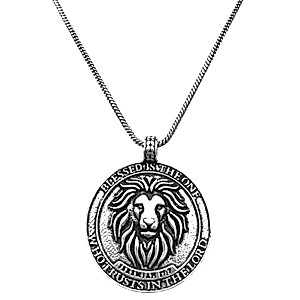 GUAAFA Bible Verse & Lion Pendant for Men & women Locket Necklaces - Blessed is the One Who Trusts In the Lord | Christian Faith Religious Gifts Jewelry for grandson and Grand Daughter(Rustic Silver)