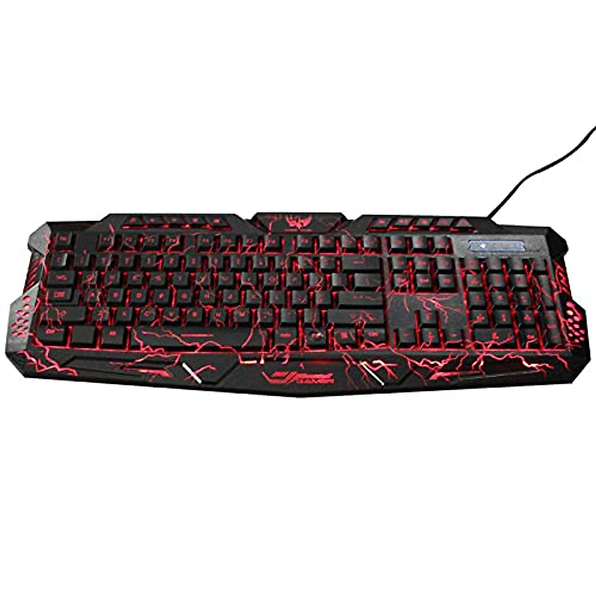 MDJEOE A878 114-Key LED Backlit Wired USB Gaming Keyboard with Cracking Pattern Black