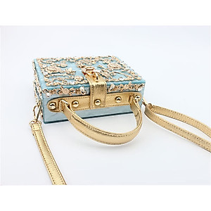 Tngan Women Evening Clutch Acrylic Square Box Bag with Rhinestones Shoulder Bag Crossbody Bag Handbag, Light Blue