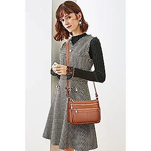 Over Earth Crossbody Bag for Women Soft Leather Purses and Handbags Multi Pockets Messenger Bag