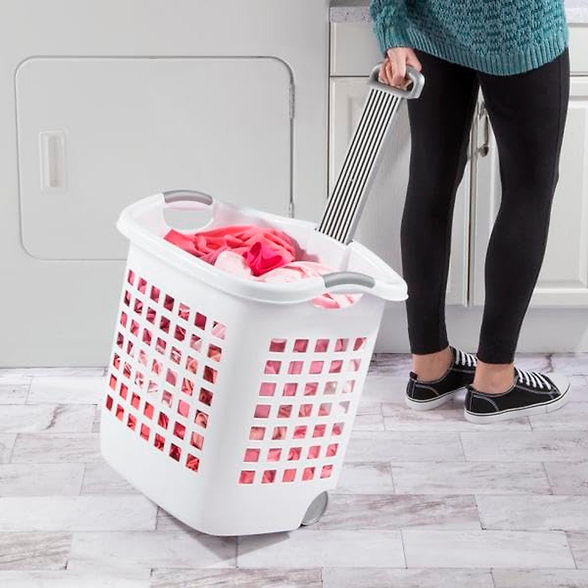 Sterilite 1.75 Bushel Ultra™ Wheeled Laundry Basket Plastic, White, (Pack of 1)