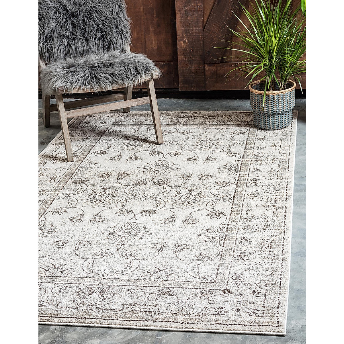 Rugs.com Miranda Collection Rug – 9' x 12' Ivory Medium Rug Perfect for Living Rooms, Large Dining Rooms, Open Floorplans