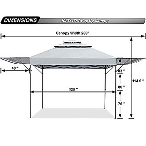 ABCCANOPY Pop up Gazebo Canopy 3-Tier Instant Canopy with Adjustable Dual Half Awnings (Gray)