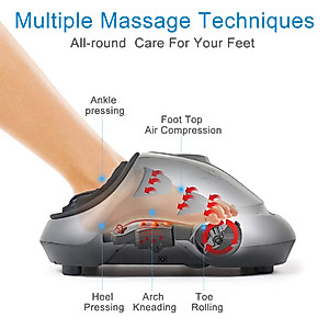 CINCOM Foot Massager with Heat & Air Compression for Foot Deep Shiatsu Kneading Massage with 3 Intensities 2 Modes Auto-Off Timer for Relax