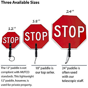 SmartSign 18 x 18 inch Handheld “STOP - SLOW” Paddle Sign with Handle, Double-Sided, Screen Printed, 120 mil Aluminum Composite, Multicolor, Made in USA