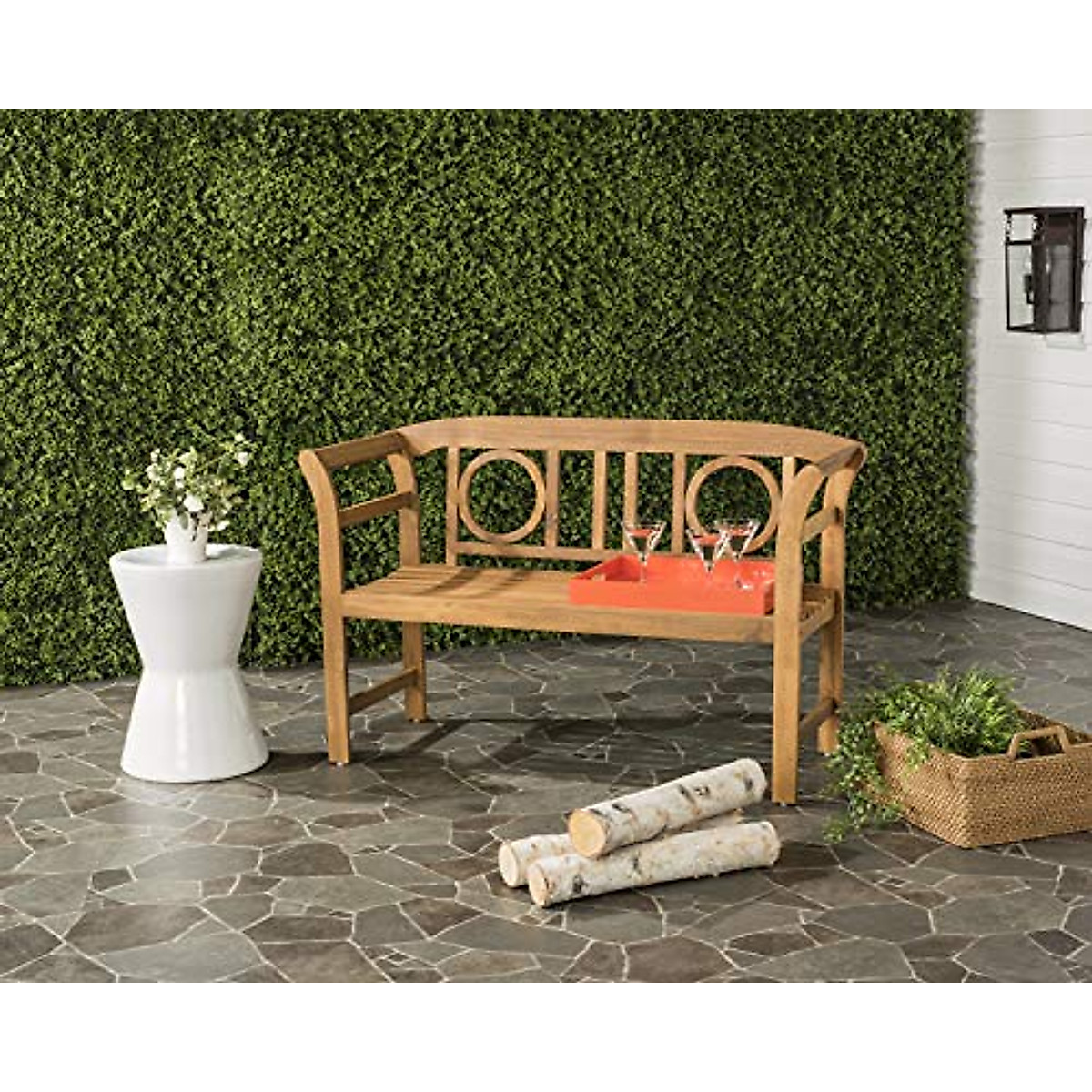 SAFAVIEH PAT6743A Outdoor Collection Moorpark 2 Seat Bench