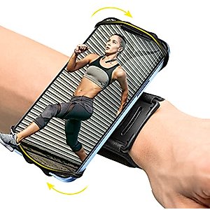 VUP Wristband Phone Holder, 360° Rotatable Forearm Armband for iPhone 14/13/Pro Max/Pro/Mini/12/11/SE 2020/Xs/XR/X/8/7/Plus, Fits All 4-6.7 Inch Smartphones, Great for Hiking Biking Running (Black)