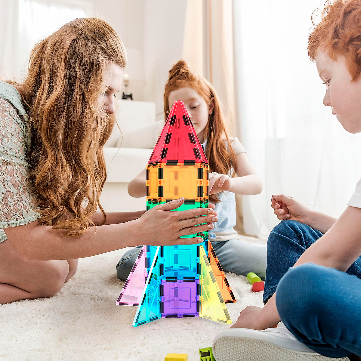 PicassoTiles Magnetic Building Block Rocket Booster Theme Set Magnet Construction Toy Educational Kit Engineering STEM Learning Playset Child Brain Development Stacking Blocks Playboard PT32