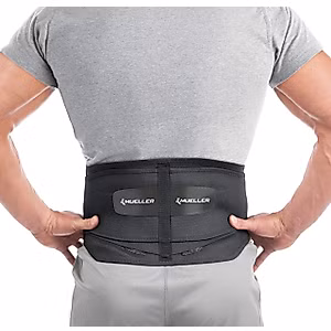 MUELLER Sports Medicine Lumbar Back Brace, Lower Back Pain Relief and Support Belt for Men and Women, Black, Small (22-30 Inches)