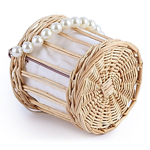 Wicker Purse Handbag Round Crossbody Bag For Women Summer Beach Straw Phone Tote