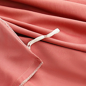 Mohap Duvet Cover 3 Piece Set Soft All Season Warm Luxury Brushed Microfiber 1800 Comforter Cover with 2 Matching Shams Queen Coral