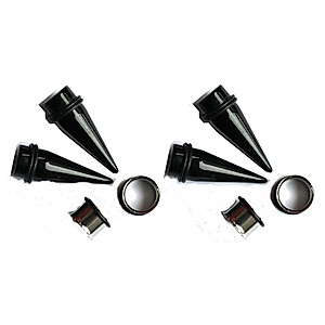 Zaya Body Jewelry 2 PAIRS Black Tapers and 316L Steel Tunnels Ear Stretching Kit gauges plugs 0g - 1 inch (7/8 1 inch)