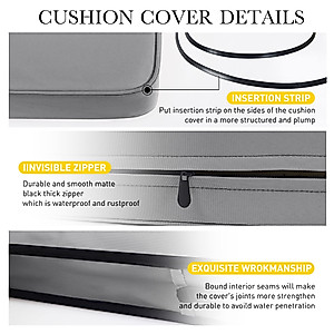 NICETOWN 2 Pack 22 x 20 x 4 inch Patio Chair Cushion Covers for Outdoor Furniture, Fade Safe Long Lasting Patio Furniture Cushion Covers Replacement for Indoor Outdoor with 4 Buckle Straps, Grey