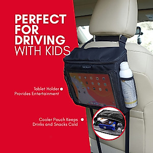 Macally Tablet Holder for Car Back Seat - A Must Have Organizer and Rear Facing Backseat iPad Holder for Kids on Long Drives - Hanger Case Compatible with Any Vehicle Headrest and Tablets up to 10.5”
