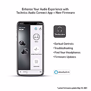 Technics True Wireless Earbuds | Bluetooth Earbuds | Dual Hybrid Technology, Hi-Fi Sound, Compact Design | Alexa Compatible | (EAH-AZ70W-K), Black (Discontinued by Manufacturer)