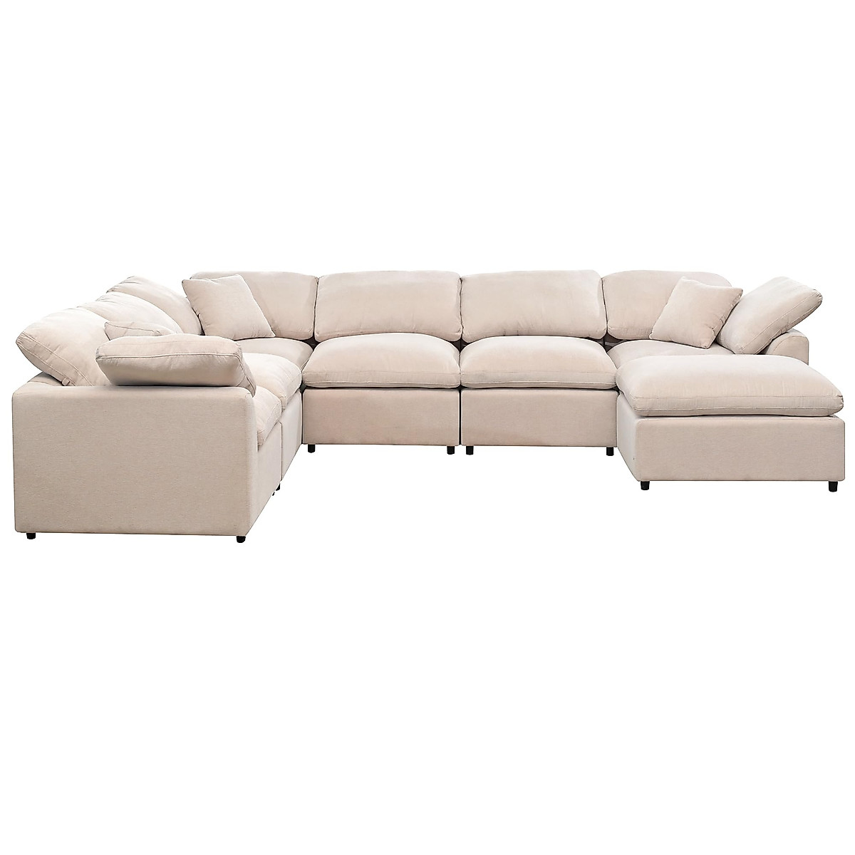 JUSTONE 130.3'' Oversized Modular Sectional Sofa with Ottoman L Shaped Corner Sectional for Living Room, Office, Spacious Space,Beige