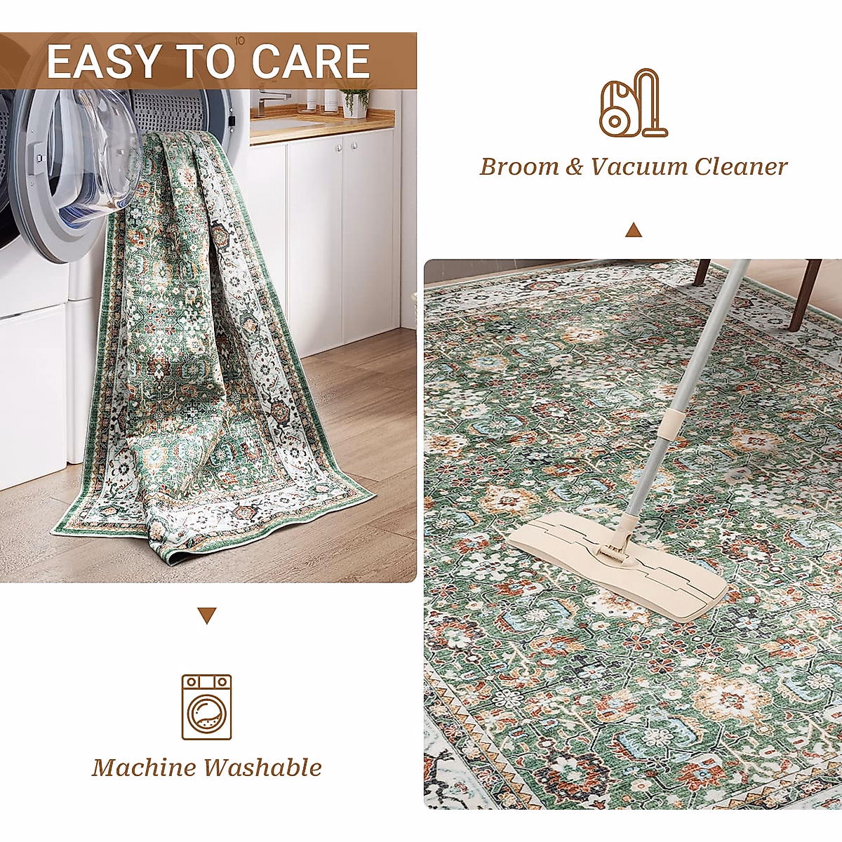 befbee 5x7 Area Rugs for living Room-Ultra-Thin Super Soft Washable Rugs with Anti-Slip Backing, Stain Resistant Foldable Home Decor Area rug (Grass Green,5'x7')