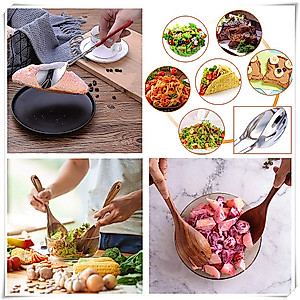 Buffet Tongs,Acacia Salad Servers,AIVS Stainless Steel Buffet Party Catering Serving Tongs and 10" Wood Spoon & Fork Set Cooking Utensils,Set of 3