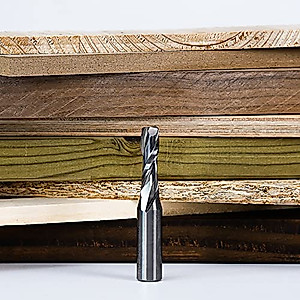 SpeTool Spiral Router Bits with UpCut 3/8 inch Cutting Diameter, 1/2 Inch Shank HRC55 Solid Carbide CNC End Mill for Wood Small Cut, Carving