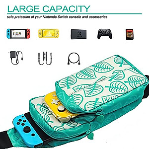 AIOMEST Cute Animal Crossing Switch Travel Bag, Crossbody Backpack Compatible for Switch OLED/Lite, Carrying Sling Bag for Switch Console, Pro Controller, Dock, Joy-cons