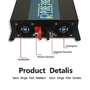WZRELB for AC appliances 2500W 12V DC to AC Power Inverter Pure Sine Wave Solar Power Converter (RBP250012B1)
