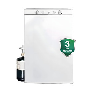 SMETA Propane Refrigerator RV 3 way Off Grid Camper Fridge Outdoor Refrigerator for Patio 12V/110V/Gas LPG, No Noise, Solar Fridge for RV Garage, Single Door, 3.5 Cu.Ft, White