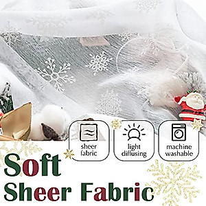 COLLACT White Sheer Curtains Snowflake Sheer Curtains for Living Room Rod Pocket Curtains for Window 84 Inch Long 2 Panel Set Modern Sheer White Curtain Set