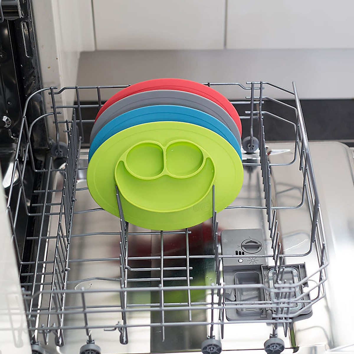 ezpz Mini Mat for 12 Months+ (Blue) - 100% Silicone Placemat + Plate with Suction for Infants + Toddlers - Supports Baby-Led Weaning - for Highchair, Dining Table and Travel