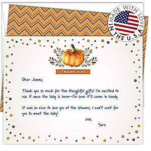 Koko Paper Co Fall Thank You Cards | 25 Flat Note Cards and Envelopes | Printed on Heavy Card Stock.