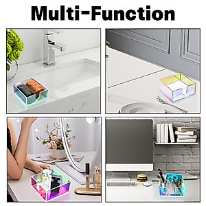 Numola Napkin Holder, Acrylic Cocktail Napkin Holder Multicoloured, Decorative Napkin Caddy Beverages Napkin Dispenser for Kitchen Tables, Bathroom, Bar, Wedding, Party, Mother's day Gift, 5.2"x5.2"