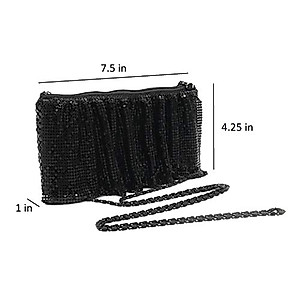 Frewahmesh Womens Evening Clutch Metal Mesh purses handbags with shoulder chain strap for Coctail Party Prom Wedding (Black)