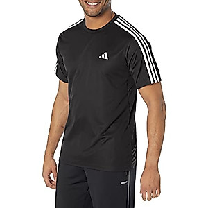 adidas Men's Essentials Base 3-Stripes Training T-Shirt, Black/White, Large