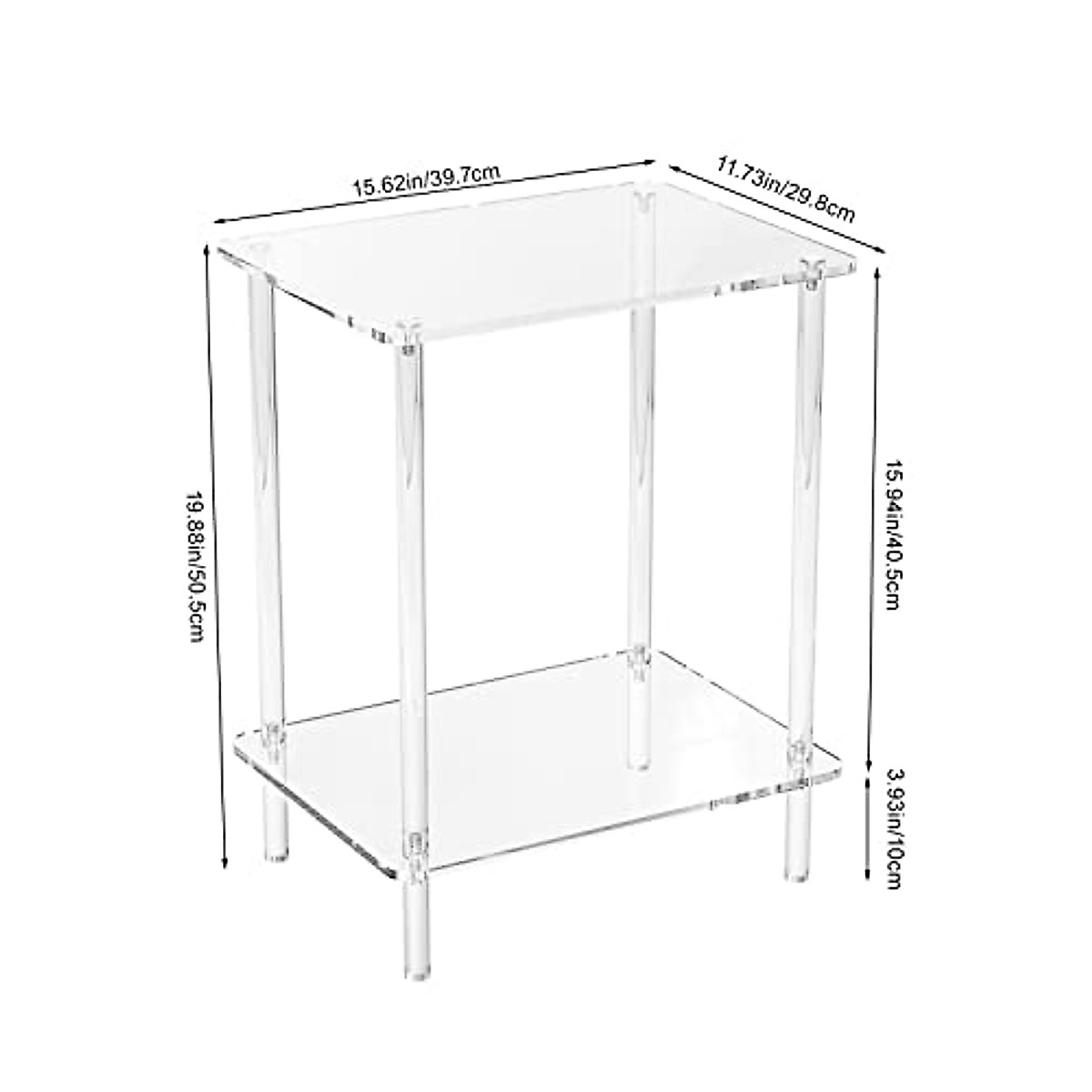 KSacry Small Acrylic Side Table for Small Spaces, 3 Tier Clear Side Table,Small Nightstand/Bedside Table/End Table for Living Room, Bedroom, Bathroom,15.75" L x 11.81" W x 20" H