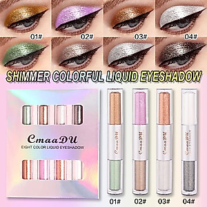 evpct 8 Colors Liquid Glitter Shimmer Metallic Eyeshadow Set Sparkly Glitter Sparkle Colorful Liquid Eyeliner Set delineador pupilentes de ojos contra el agua sombras colores para ojos con brillo 01