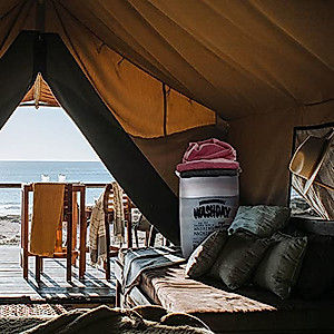 Collapsible Laundry Basket with Lid, 72L Large Dirty Grey Laundry Hamper Organizer, Portable Travel Bag with Handles, Freestanding & Waterproof & DustProof, for Laundry Towels Toys