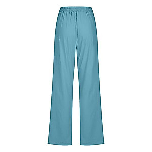 Khaki Pants for Women Sweatpants Pants Summer 2023 Casual Loose Drawstring Elastic High Waist Comfy Trousers Straight Leg Long Lounge Pant