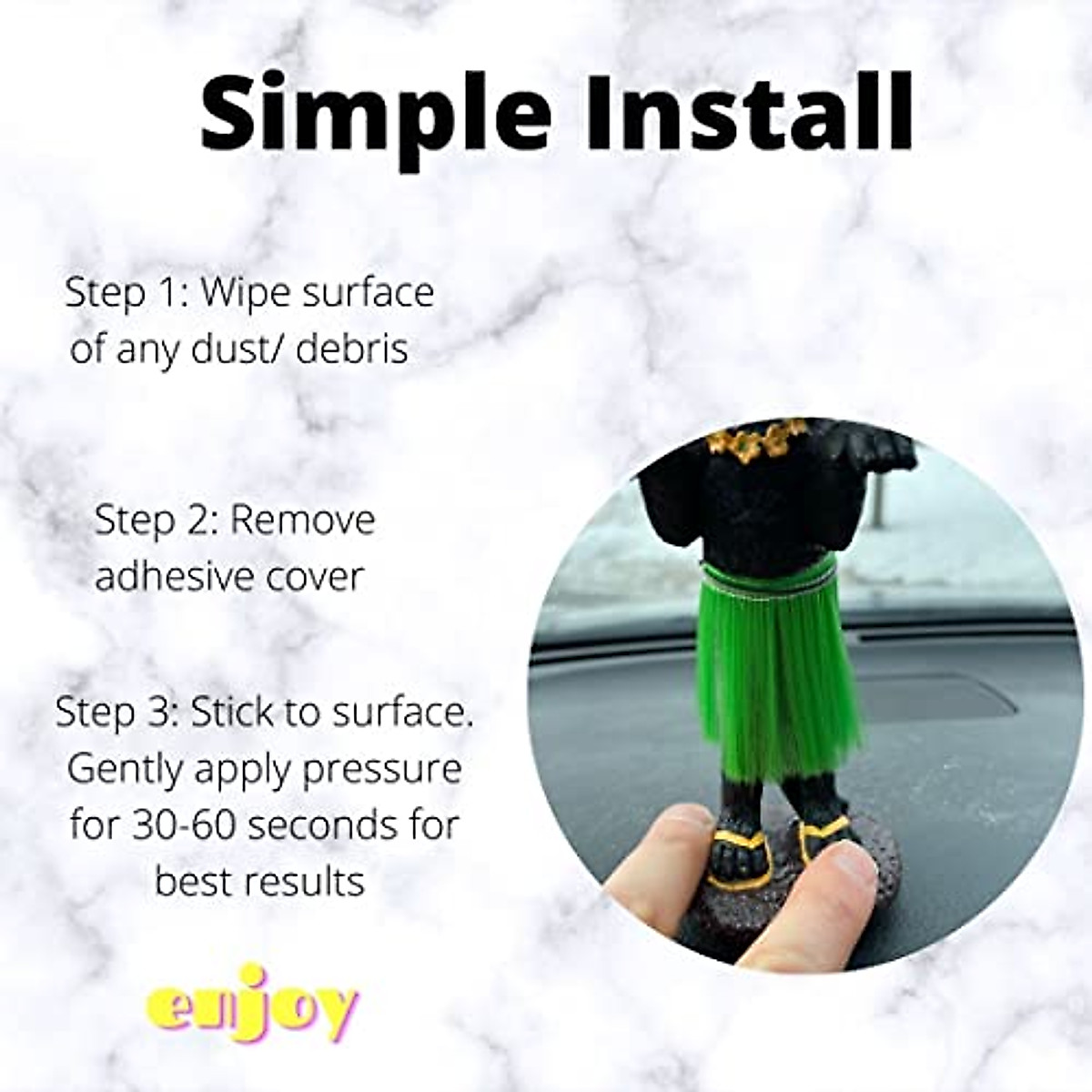 Dashboard Hula Dog Black Labrador Retriever Car Bobblehead Figurine 6 Inches Green Grass Skirt Hawaiian Lei Desk Mantle