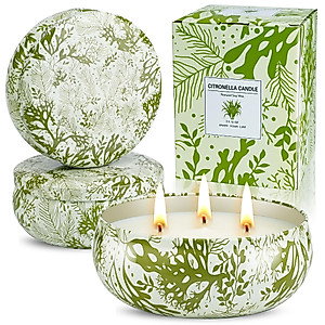 3 x 12oz Citronella Candle Outdoor 3 Wick Soy Wax Citronella Candle Set Jar Candle Up to 240hrs Burning Outdoor Candles Home Garden Yard Balcony Summer Camping