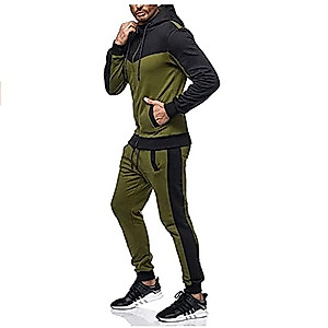 Marine Royal Track Suits for Men Set Full Zip Sweatsuit Outdoor Jogging Men Tracksuits (XL, Army Green)