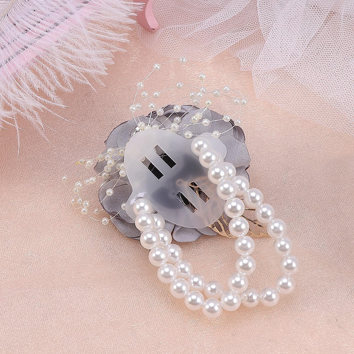 BESPORTBLE Artificial Rose Wrist Rose Wrist Corsage Wristlet with Artificial Pearls Wrist Corsage Hand with Elastic Wristband for Girl Bridesmaid Wedding Party Prom