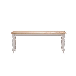 Boraam Farmhouse Bench, White/Natural 14 x 48 x 18