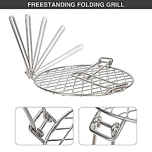 REDCAMP Stainless Campfire Grill Steel Grate, Portable Over Fire Camp Grill for Outdoor Open Flame Cooking BBQ with Carry Bag